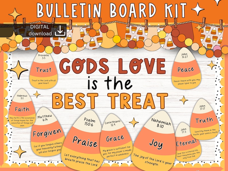 Candy Corn Bulletin Board | Trinity Tag Christian Halloween | Trunk or ...