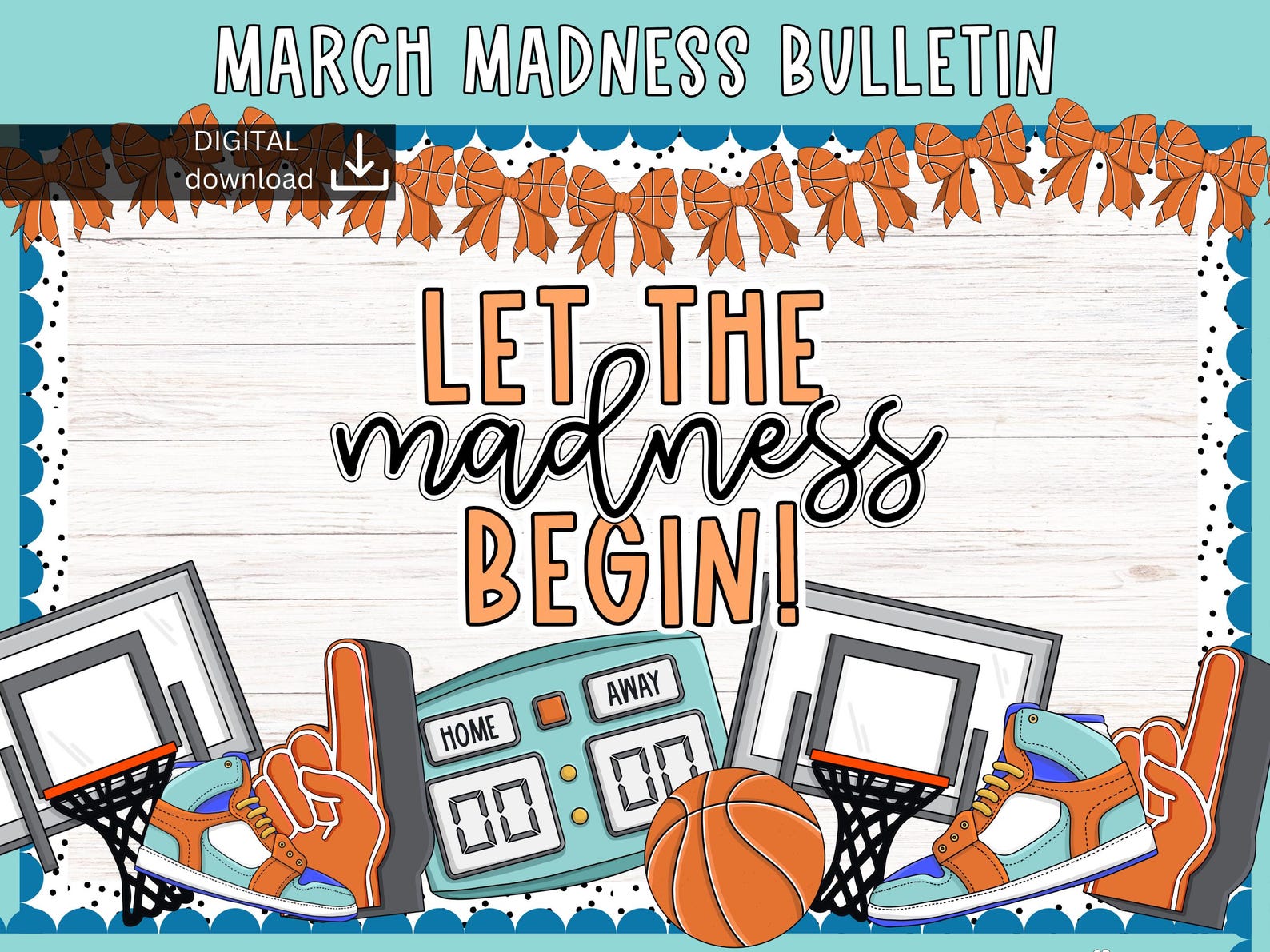 March Madness Bulletin Board Kit | Basketball Bracket | Basketball ...