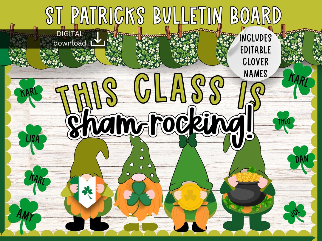 March Bulletin Board | St Patricks Day Bulletin Board | Shamrock Door ...