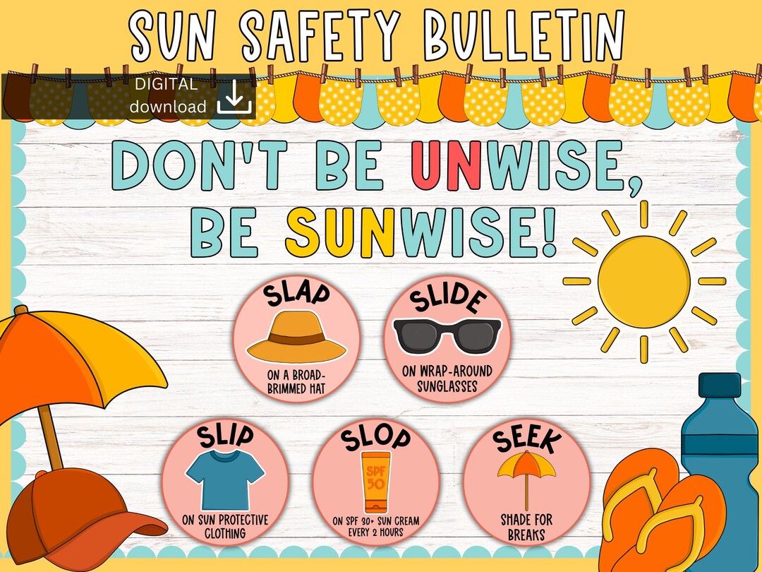 Sun Safety Bulletin Board | Summer Bulletin Board | Sun Decor | Summer ...