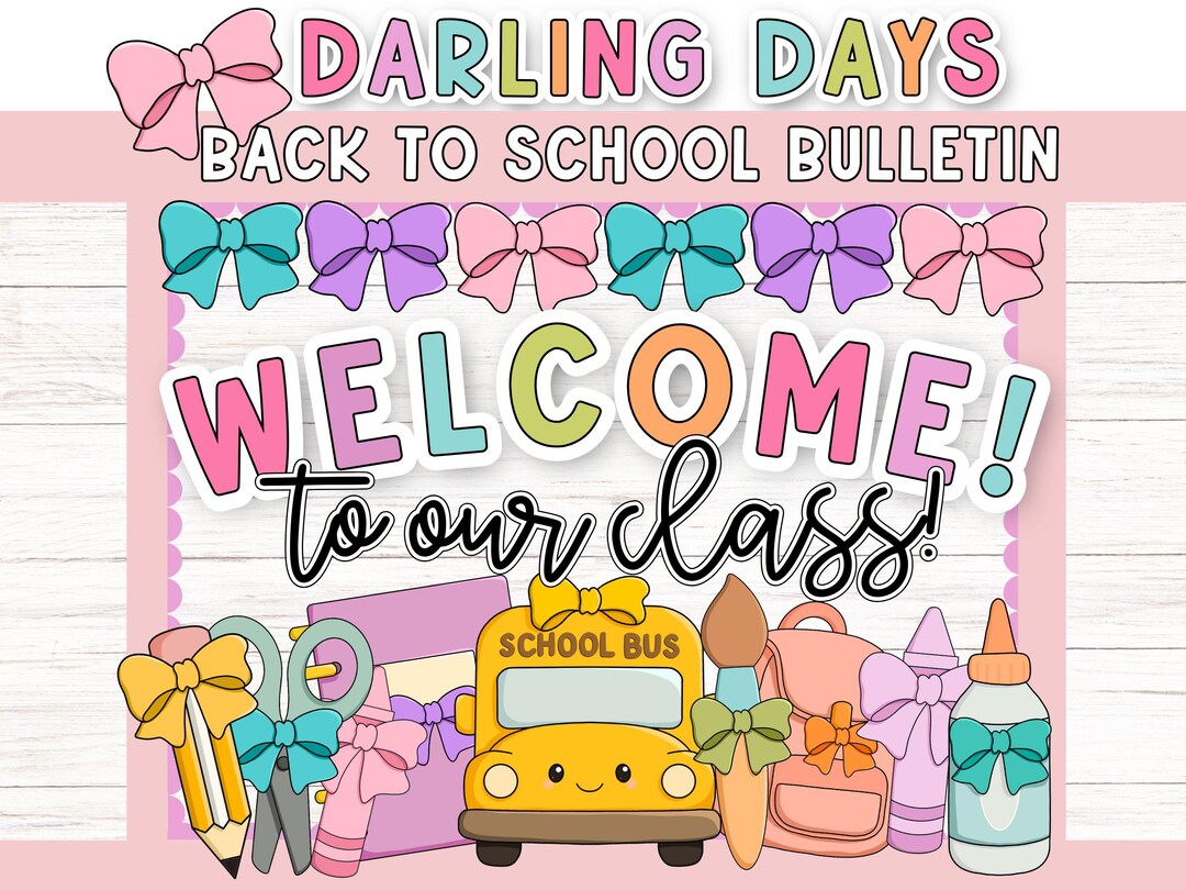 Back to School Bulletin Board Kit: Pastel Bow Classroom Decor (digital ...