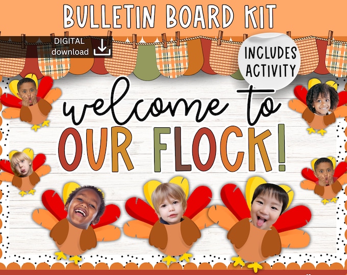 Gratitude Feast Bulletin Board Kit Thanksgiving Door Decor Editable ...