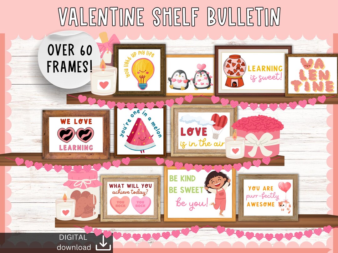 Valentine Bulletin Board | February Bookshelf Bulletin Kit | Cute ...