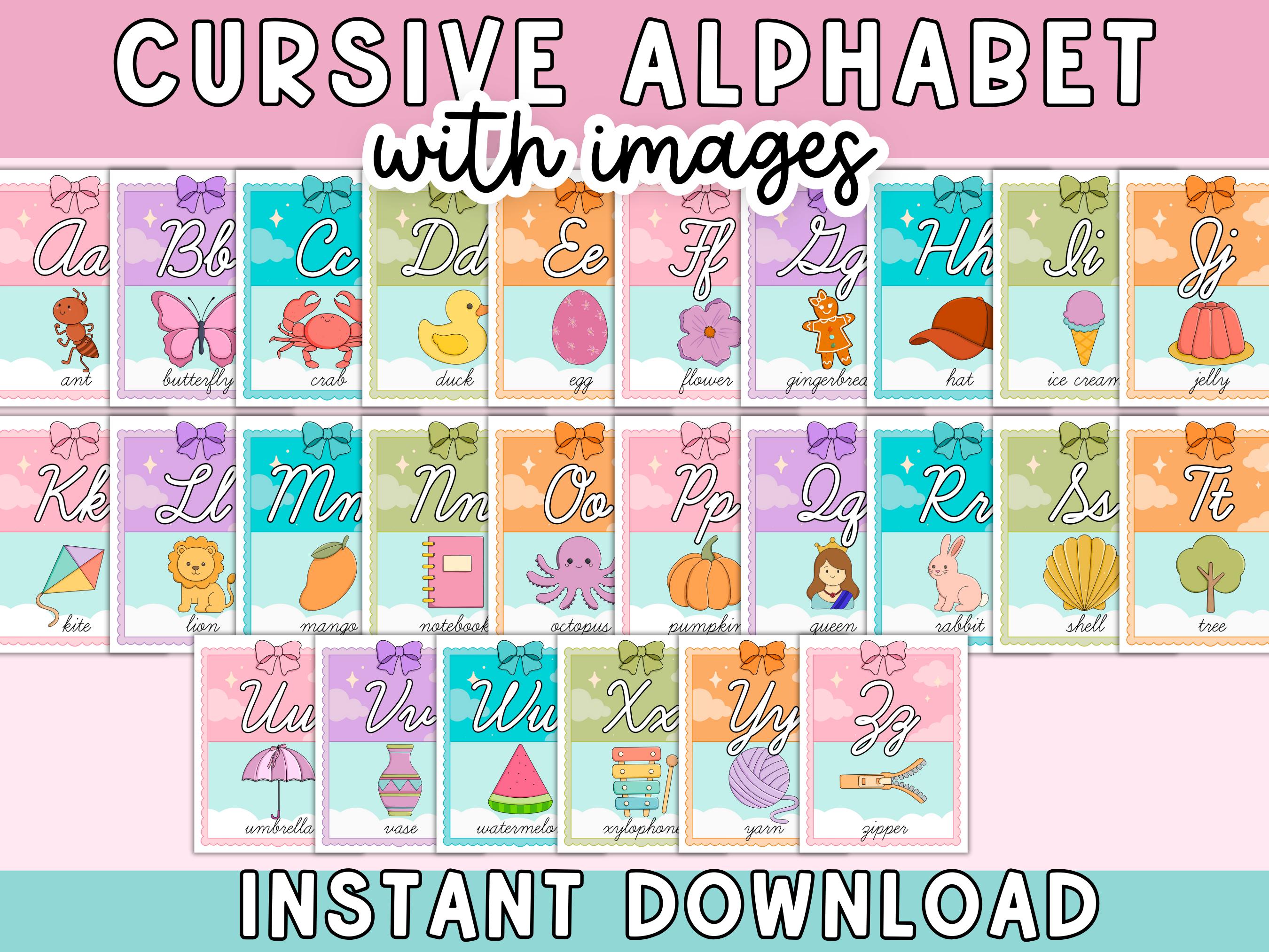 Coquette Classroom Alphabet Posters: Bow Decor, Pastel Colors (PDF ...