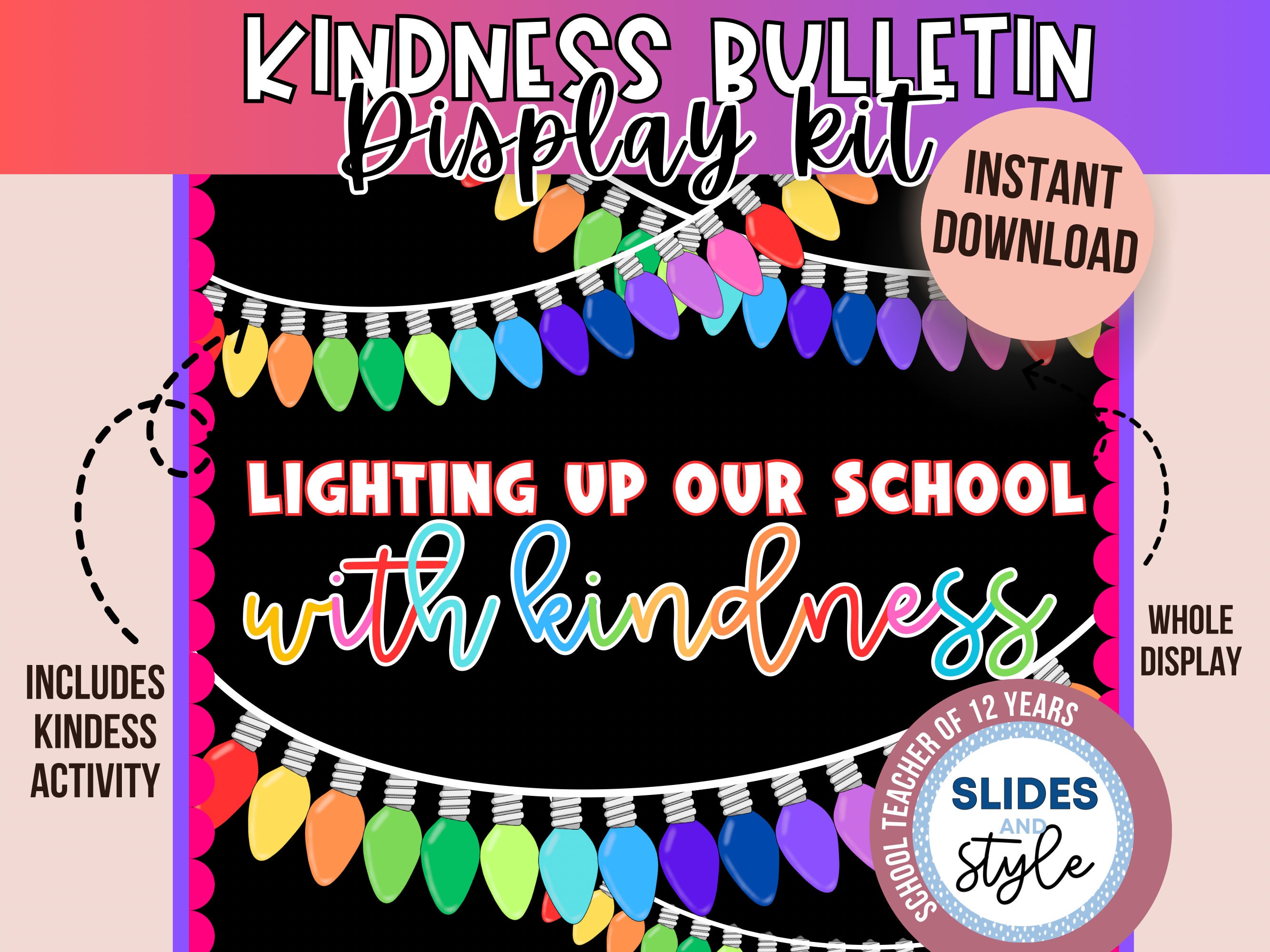 Christmas Classroom Decor Printable Kindness Bulletin Board - Etsy