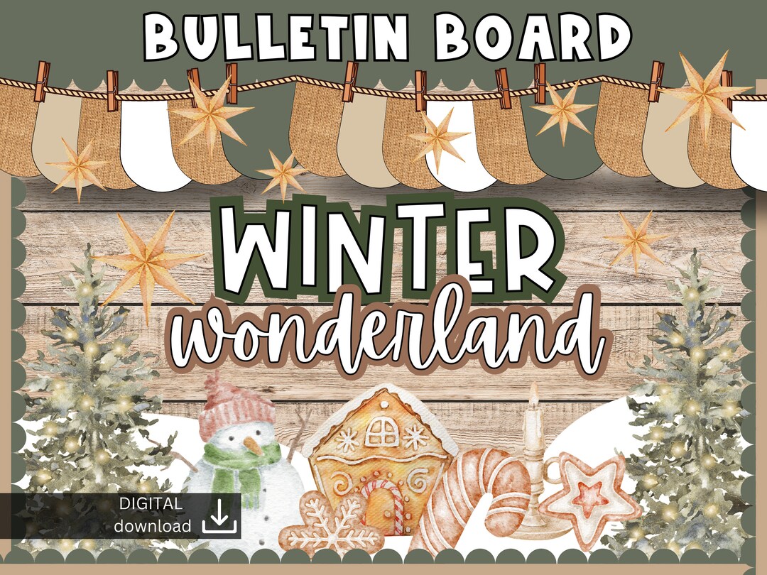 Modern Christmas Classroom Decor Printable | Boho Bulletin Board Decor ...