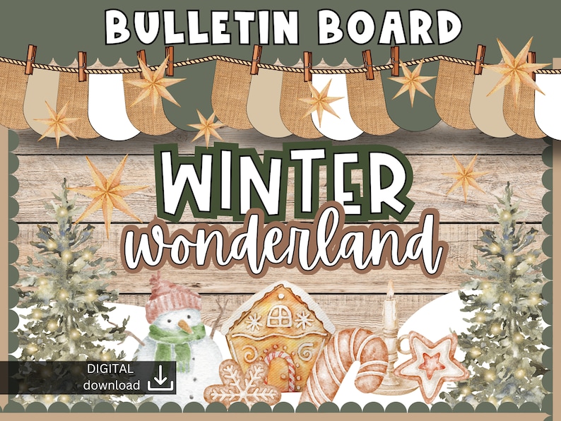 Modern Christmas Classroom Decor Printable Boho Bulletin Board Decor ...