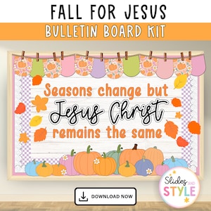 Religious Fall Bulletin Board | Autumn Jesus Bulletin Board | Pumpkin ...
