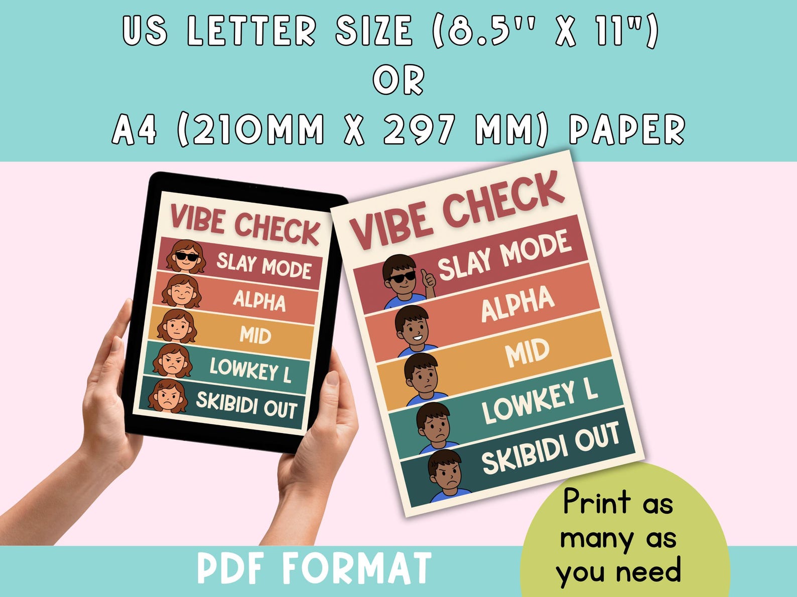 Gen Alpha Slang Classroom Behavior Poster: Editable Vibe Check (PDF ...