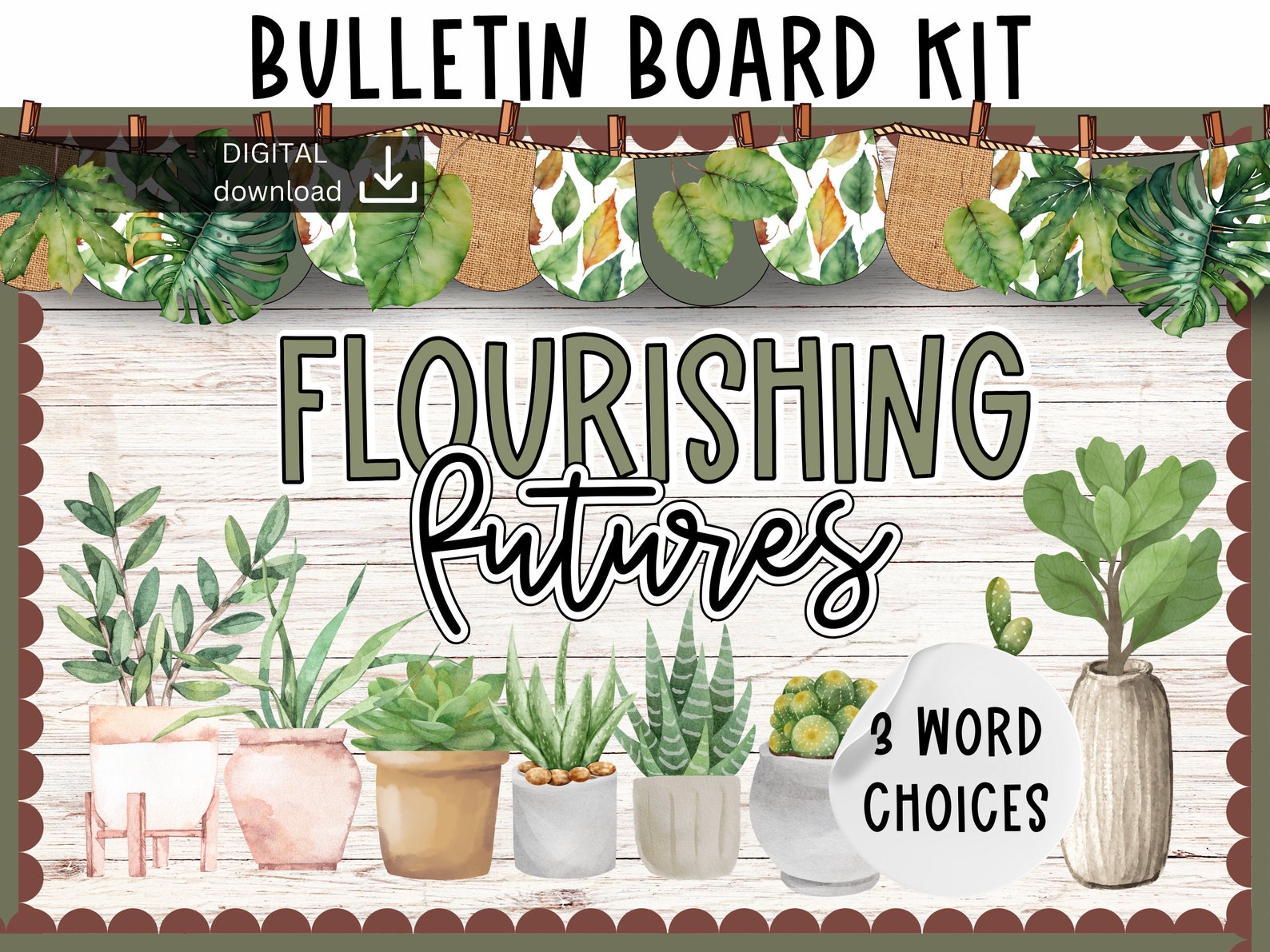 New Year Bulletin Board January Classroom Decor Plants Bulletin Board ...