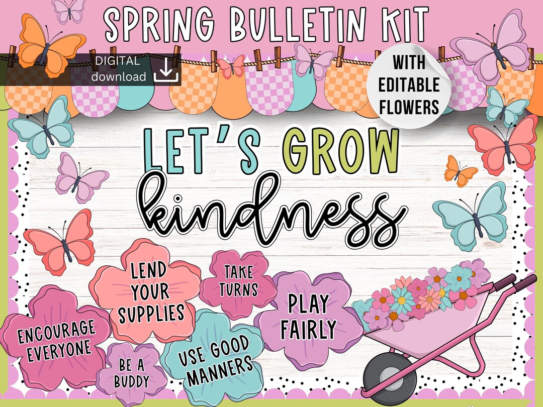 Spring Bulletin Board | Kindness Bulletin Board | Growth Mindset ...