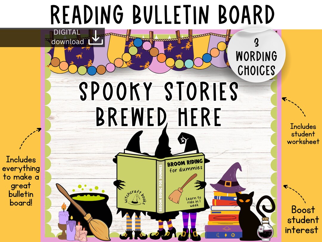 Halloween Reading Bulletin Board | Witch Reading Corner Decor | Spooky ...
