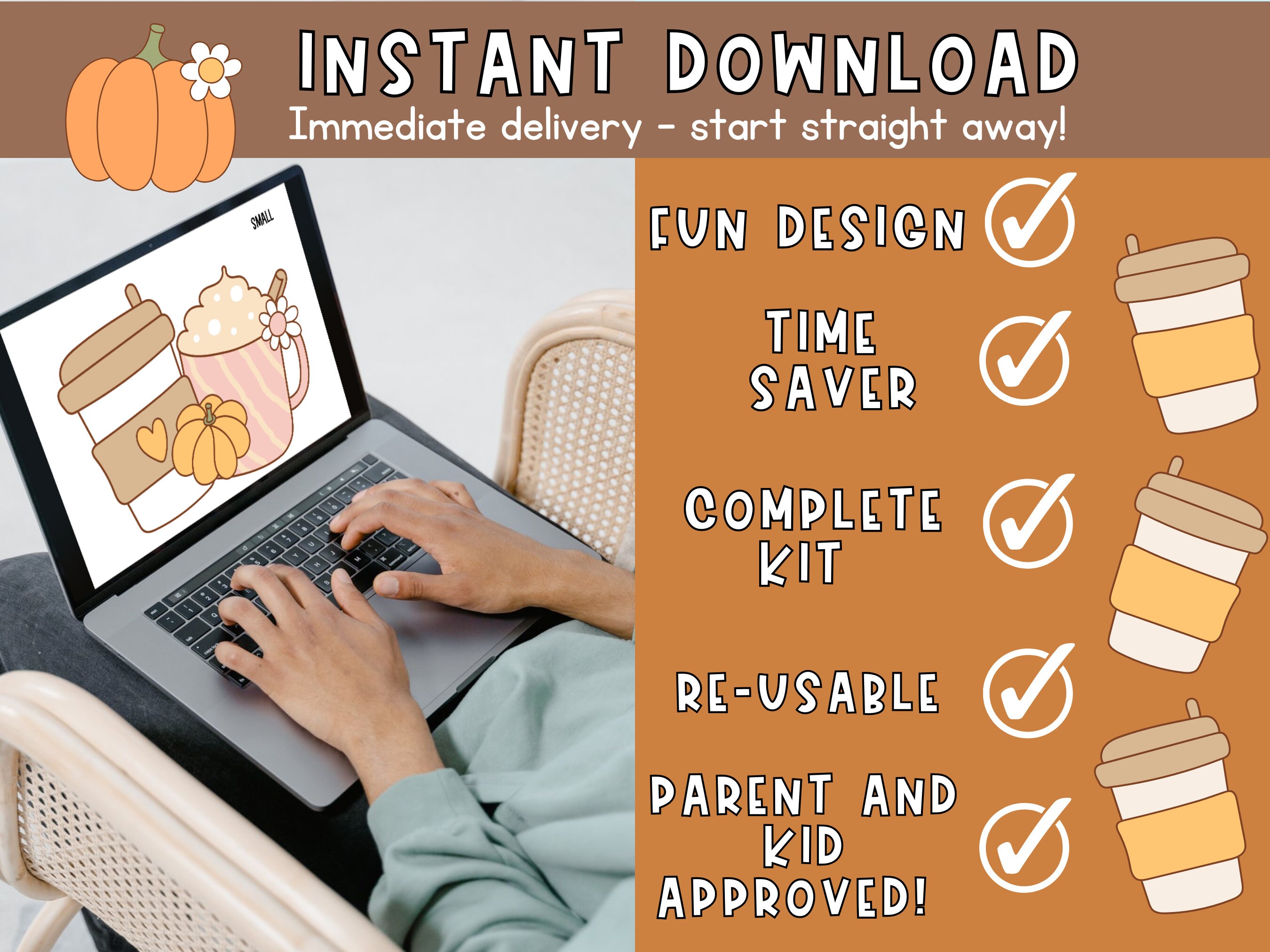 Pumpkin Spice Bulletin Board Kit | Fall Decor Bulletin Board | Digital ...