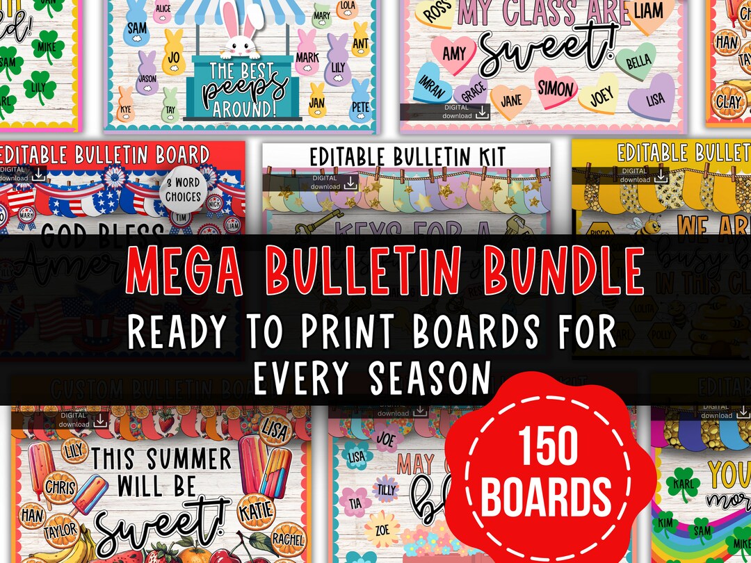Bulletin Board Bundle Whole Year Bulletin Kit Classroom Decor Ideas ...