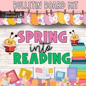 Library Bulletin Board | Reading Bulletin Board | Spring Bulletin Board ...