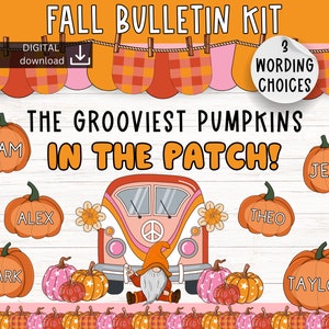 Groovy Fall Bulletin Board Kit | Retro Pumpkin Bulletin Board | Groovy ...