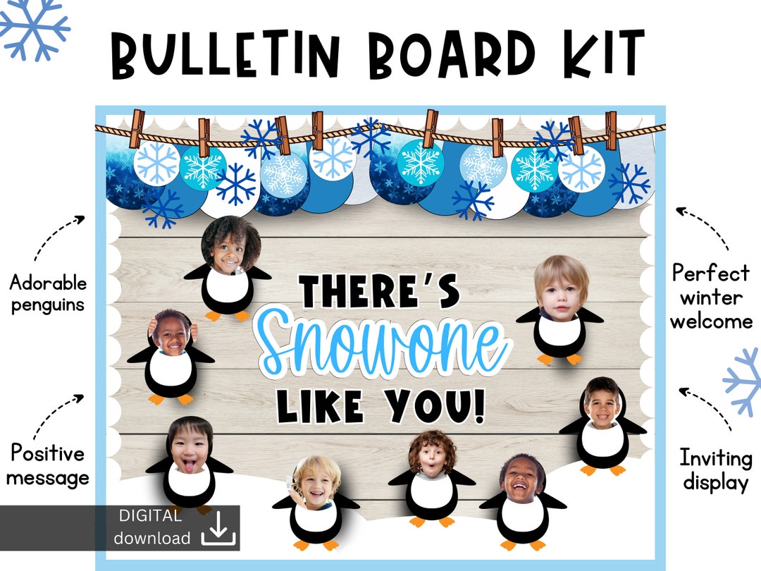 Penguin Bulletin Board Kit | Classroom Decor for Winter | Digital ...