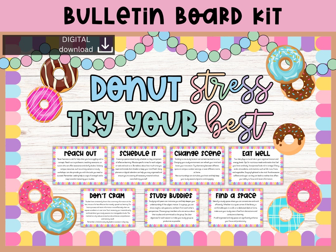 Test Prep Bulletin Board | Finals Bulletin | Exam Success | Donut ...