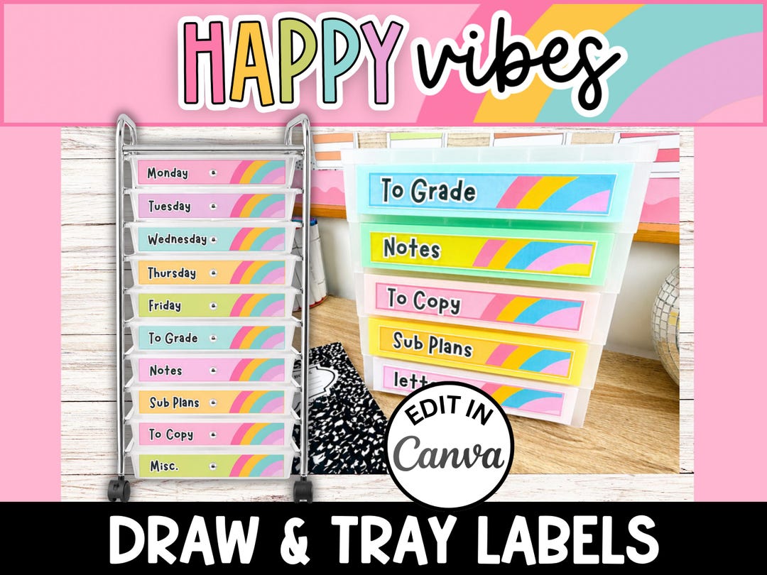 Colorful Classroom Labels: Editable Teacher Organization (canva ...