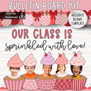 Valentine Bulletin Board | Cupcakes Bulletin Kit | Cute Display Decor ...