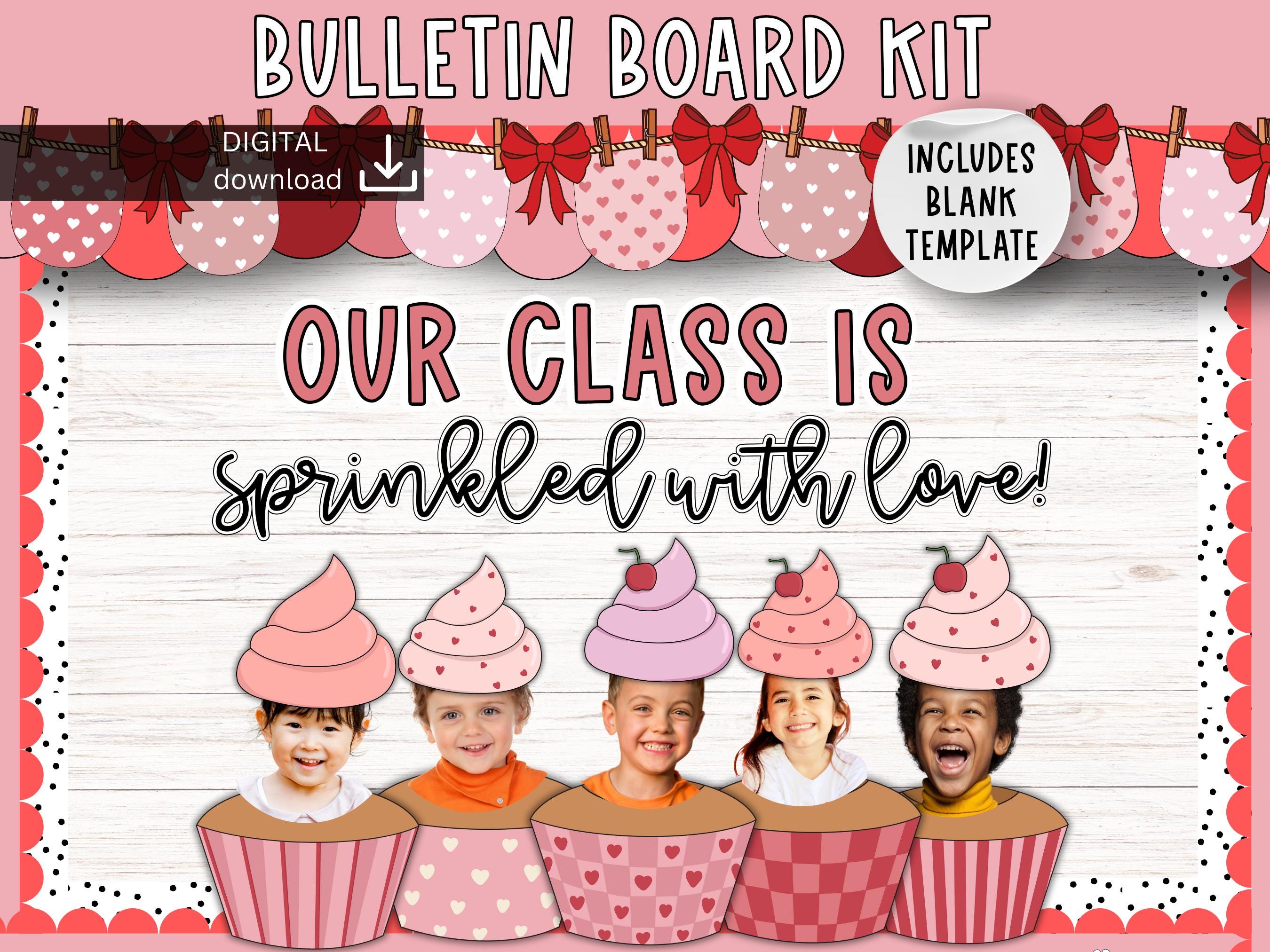 Valentine Bulletin Board | Cupcakes Bulletin Kit | Cute Display Decor ...
