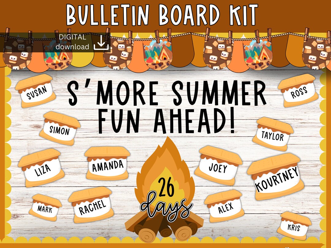 Summer Countdown Bulletin Board | End of Year Bulletin Board | S’more ...