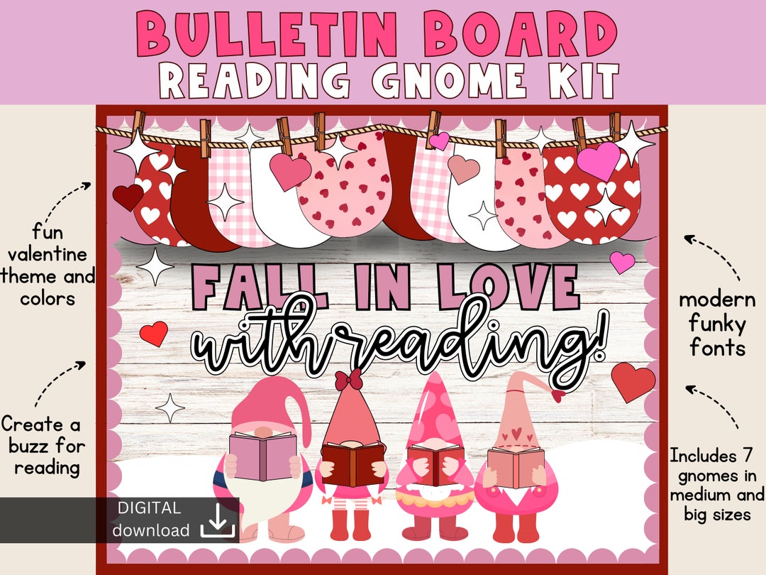 Valentine Library Bulletin Board | Reading Bulletin Board | Gnome ...
