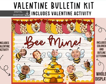 Bee My Valentine Bulletin Board | Children's Faces Bulletin Board - Etsy