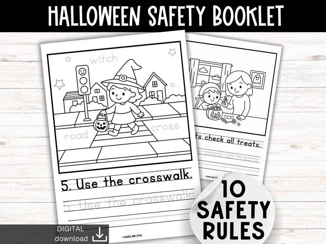 Halloween Safety Activity Booklet: Coloring, Writing, & Tracing (PDF ...