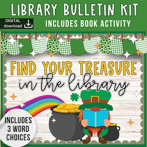 Reading Bulletin Board | St Patricks Day Bulletin Board Kit | Library ...