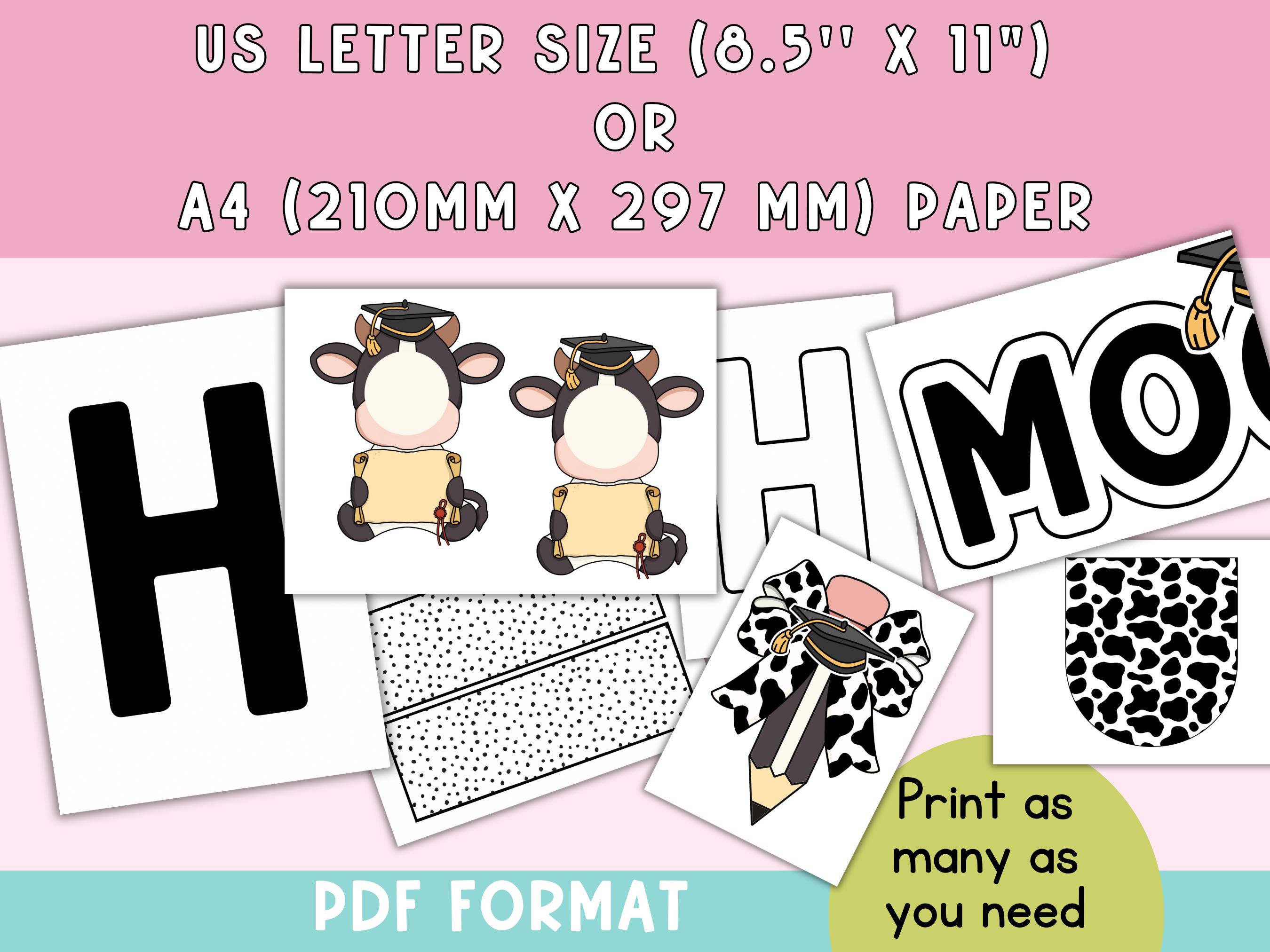 Cow Graduation Bulletin Board Kit: Editable Classroom Decor (digital ...
