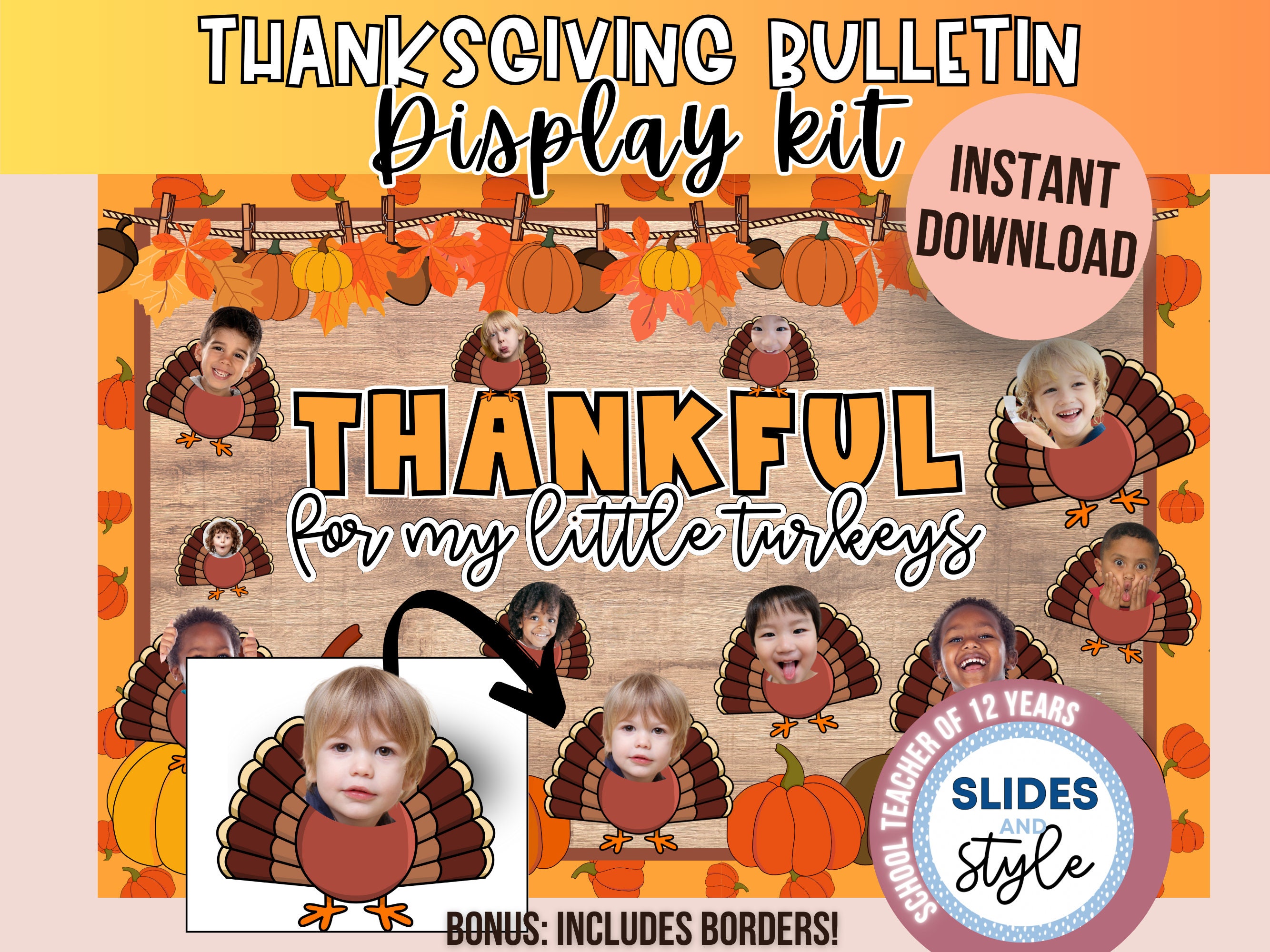 Thanksgiving Bulletin Board Kit Classroom Decor for Thanksgiving ...