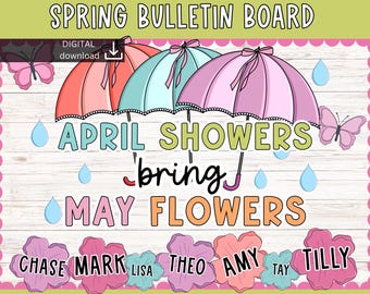 Spring Bulletin Board Kit: April Showers Classroom Decor (digital ...
