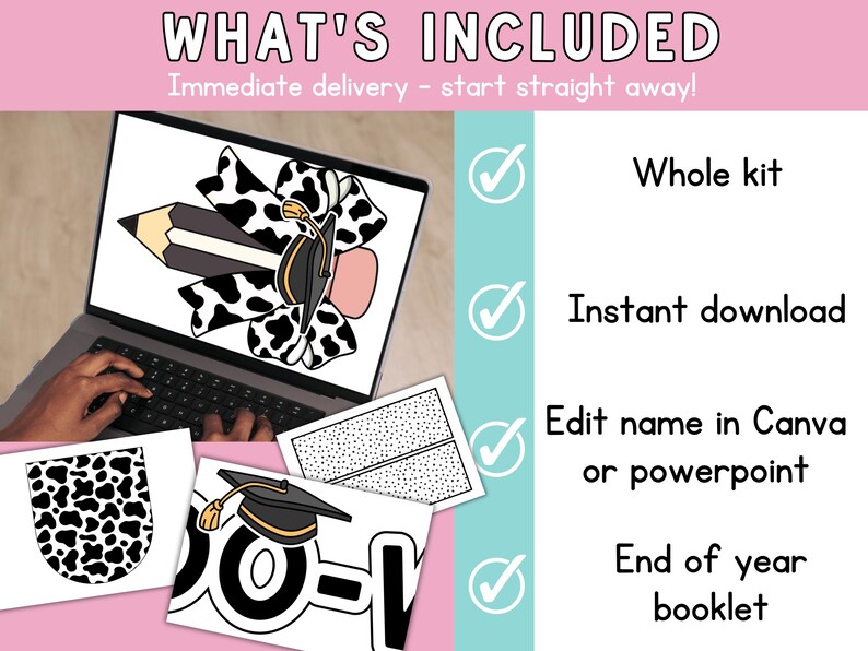 Cow Graduation Bulletin Board Kit: Editable Classroom Decor (digital ...