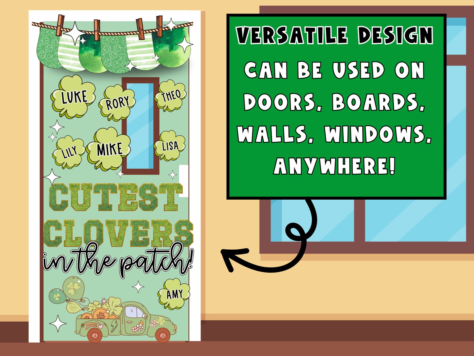 St Patrick’s Day Bulletin Board | Clovers Bulletin Board | Easy ...