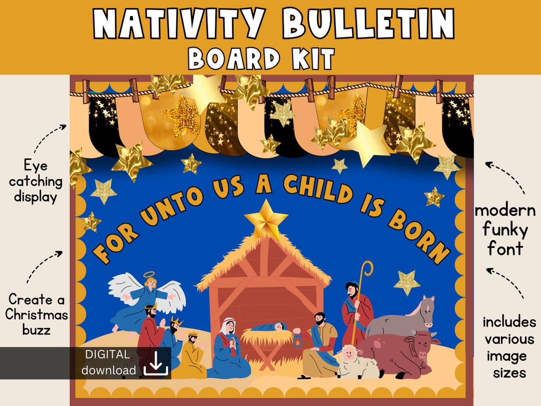 Nativity Bulletin Board | Christian Classroom Decor | Bible Verse ...