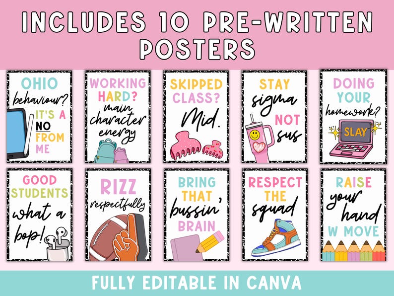 Gen Alpha Slang Posters for School | Middle School Behaviour Bulletin ...