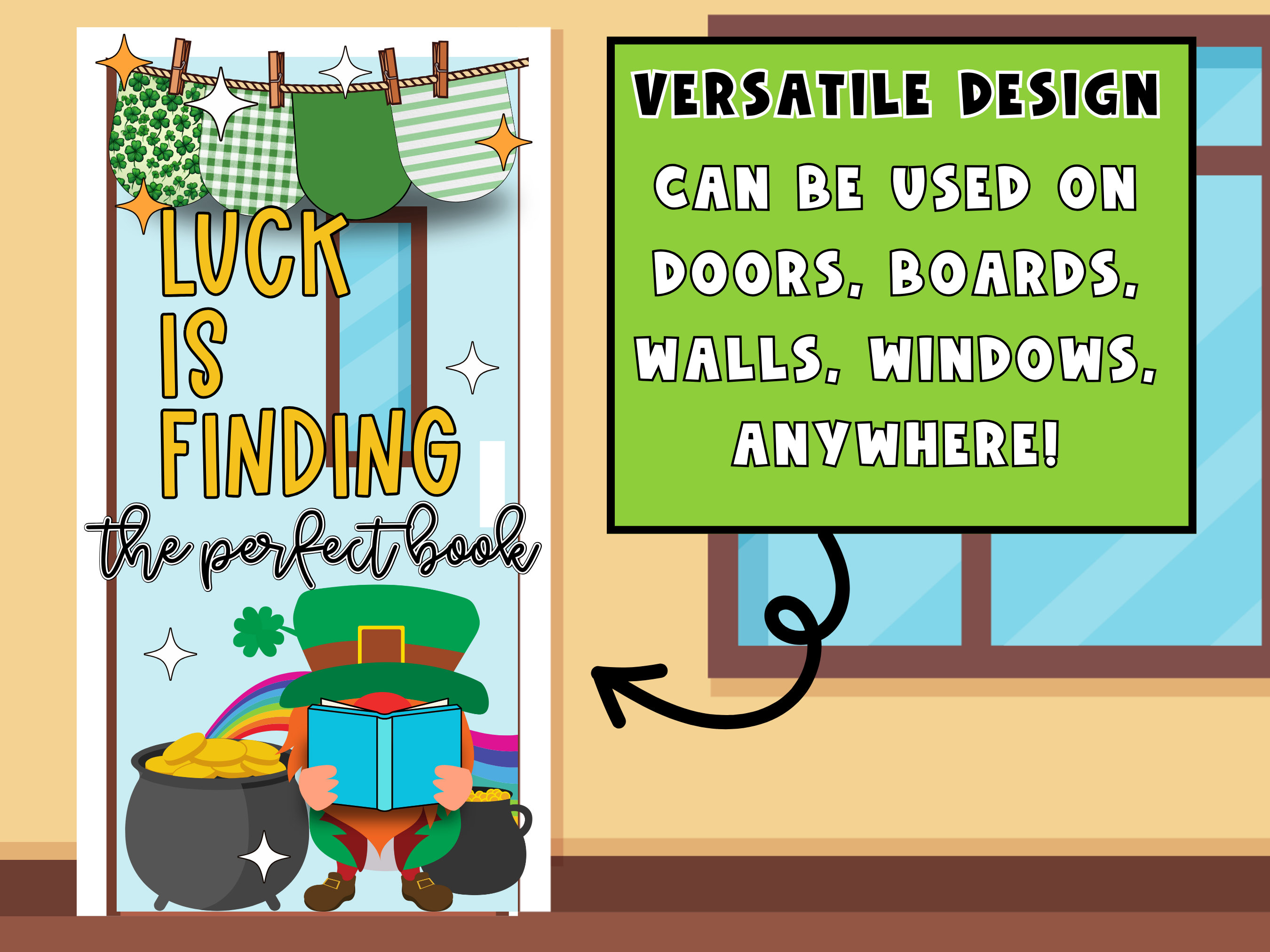 Reading Bulletin Board | St Patricks Day Bulletin Board Kit | Library ...