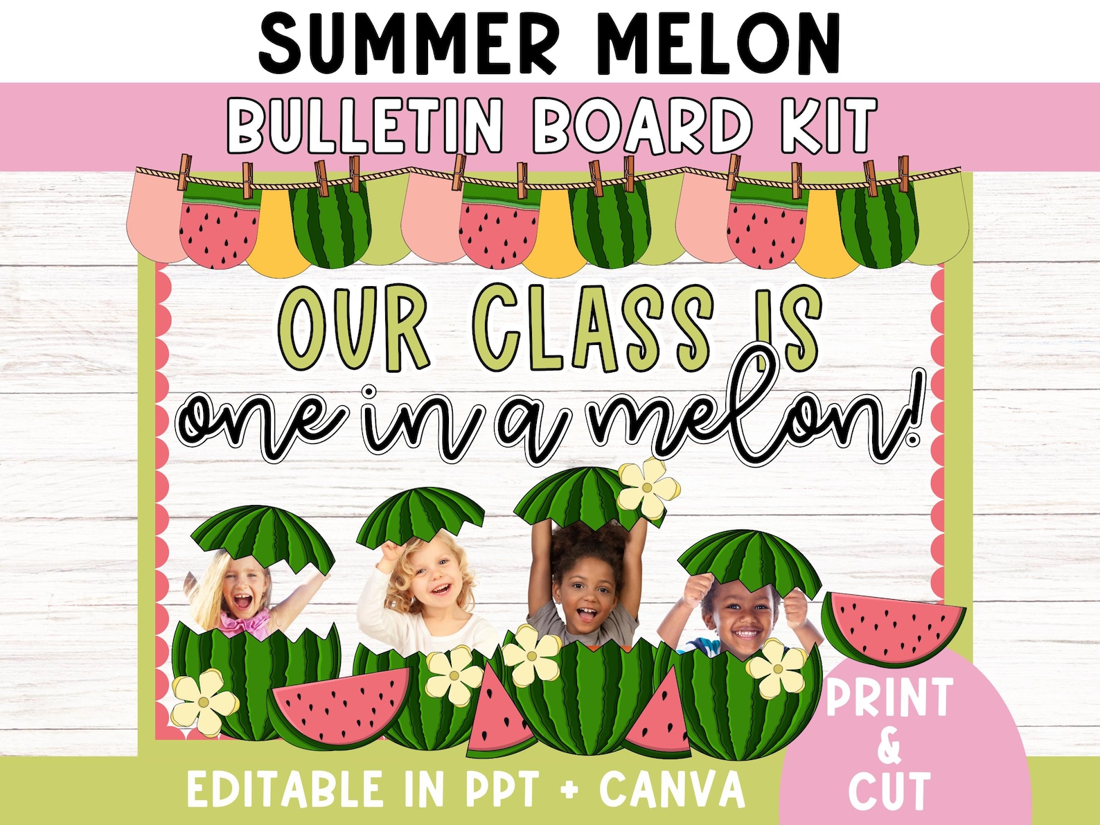 One in a Melon Summer Bulletin Board Kit: Editable Classroom Decor ...