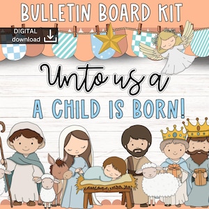 Nativity Bulletin Board | Christian Classroom Decor | Bible Verse ...
