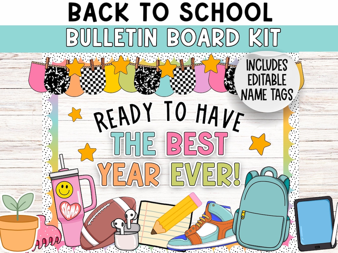 Back to School Bulletin Board Kit: Editable Classroom Decor (digital ...