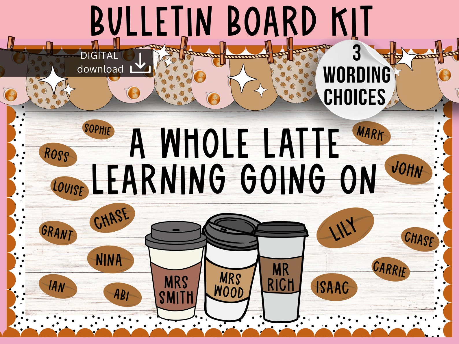 Back to School Bulletin Board | Coffee Latte Bulletin Board | August ...