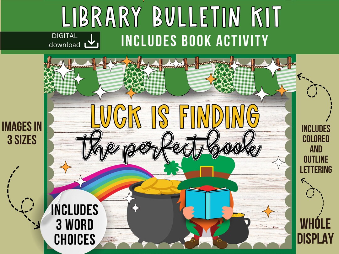 Reading Bulletin Board | St Patricks Day Bulletin Board Kit | Library ...