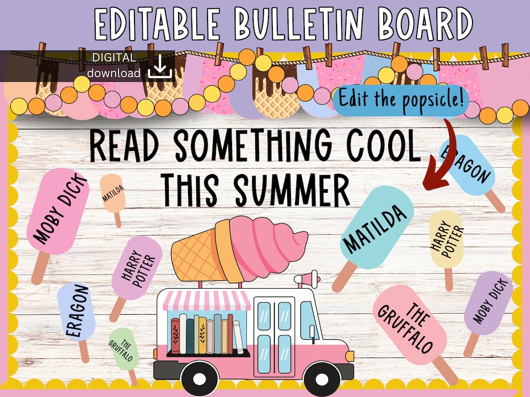 Library Bulletin Board | Summer Reading Bulletin Board | Ice Cream ...