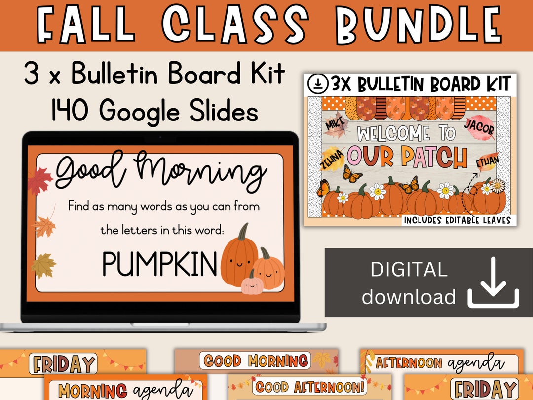 Fall Bulletin Board Kit Pumpkin Halloween Google Slide - Etsy