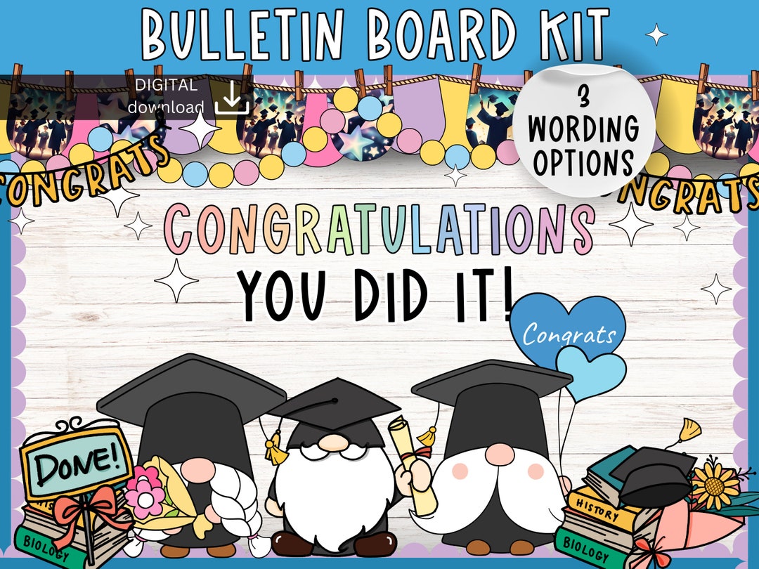 Graduation Bulletin Board | Class of 2024 Bulletin Board | Cute Gnome ...