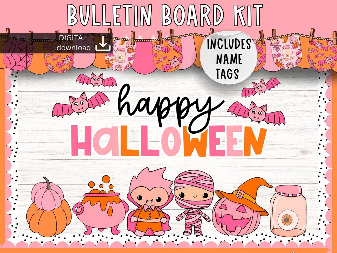 Cute Halloween Bulletin Board | Pink Halloween Bulletin Board | October ...