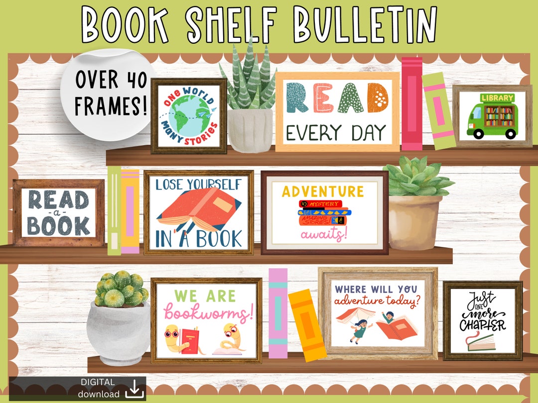 Book Shelf Bulletin Board | Reading Bulletin | Library Door Decor ...