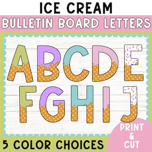 Alphabet Bulletin Board | Ice Cream Lettering | Summer Classroom Decor ...
