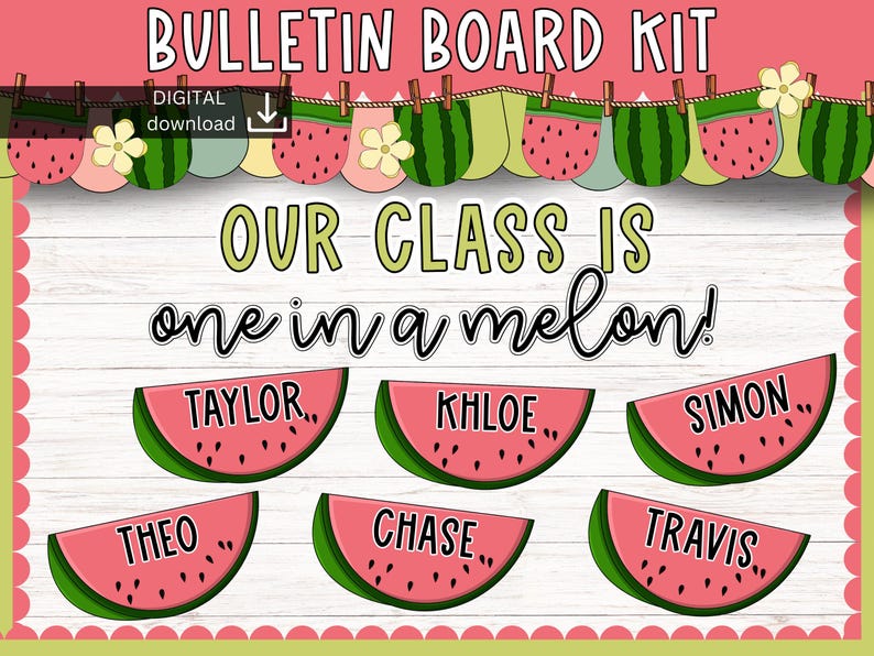 One in a Melon Summer Bulletin Board Kit: Editable Classroom Decor ...